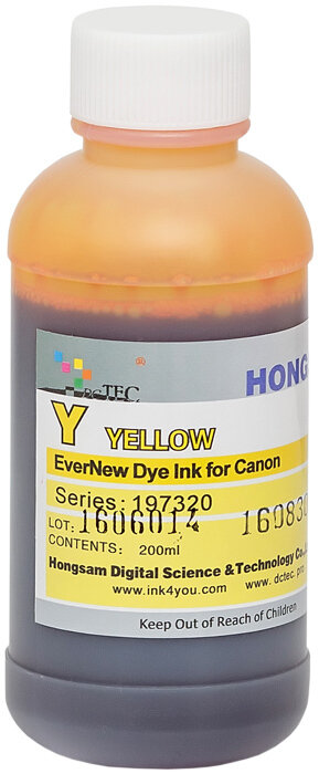 Чернила DCTec водорастворимые Canon iPF670 EverNew Yellow (желтый) 200 мл