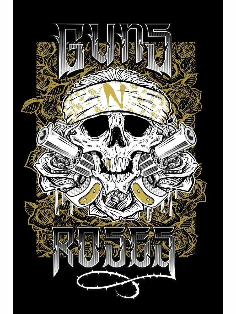 Постер "Guns N' Roses. Череп с пистолетами"