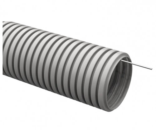 Труба гофрированная Iek ПВХ d40мм с протяжкой сер. (уп.15м), CTG20-40-K41-015I