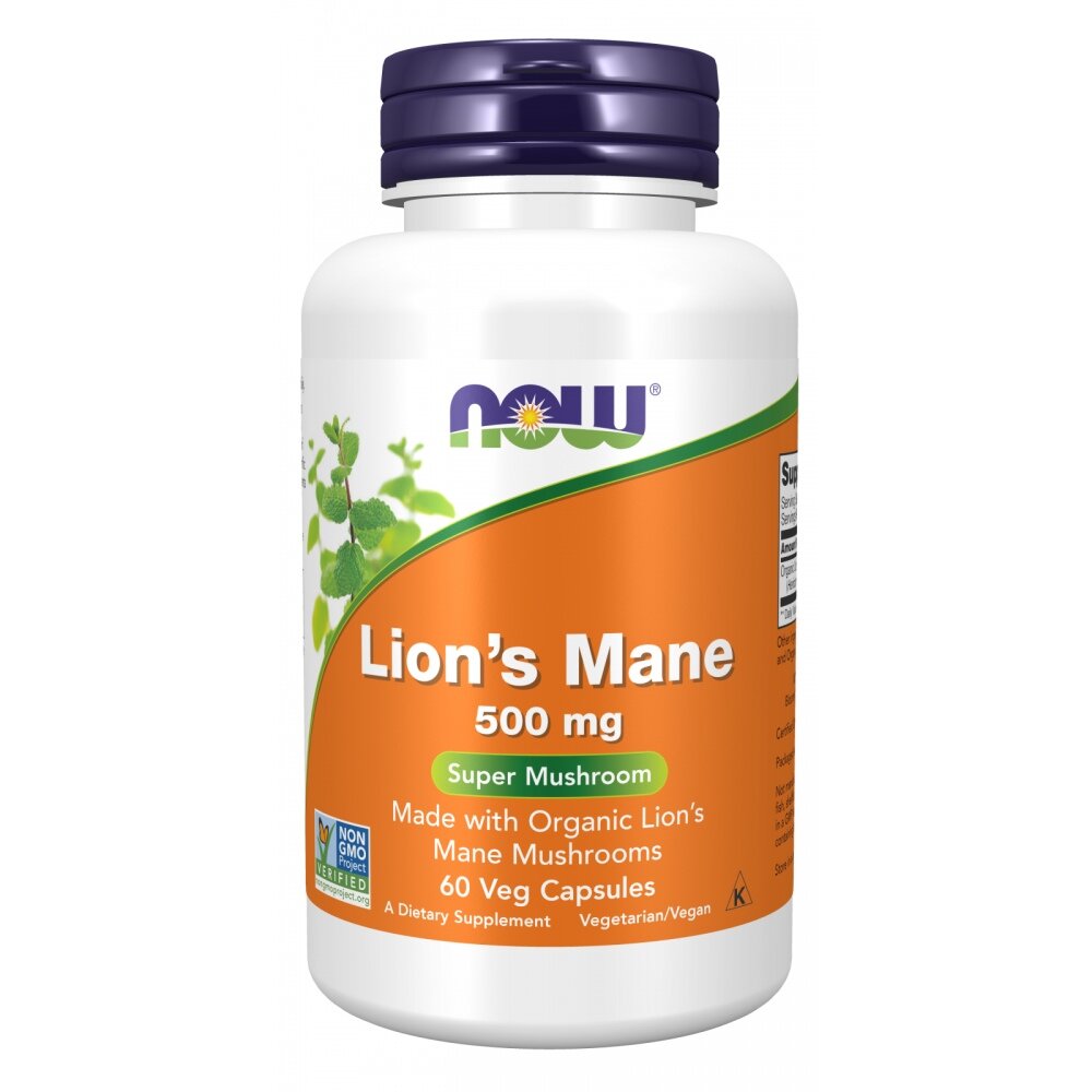 NOW Lion's Mane 500 mg, 60 капсул вегетарианских