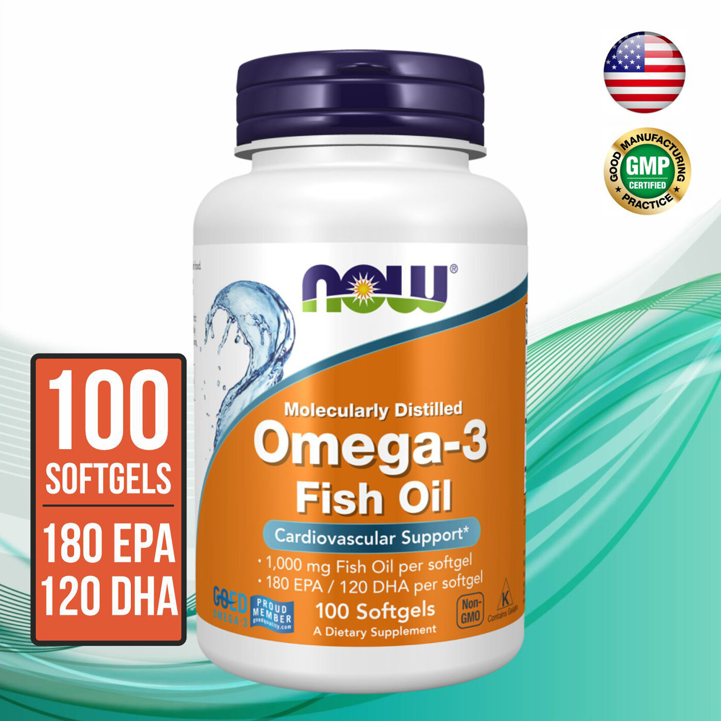 NOW Омега-3 (Omega-3) капсулы массой 1400 мг, 100 softgels