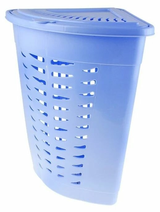 Корзина Пласт Для белья, пластмассовая, угловая, голубая, 38х38х56 см, 45 л