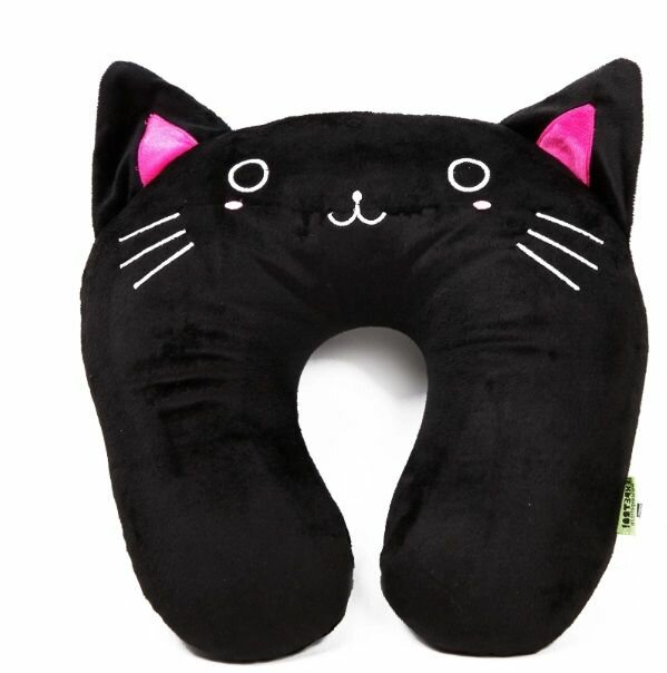 Подушка для шеи , супер мягкая, дорожная , удобная в использовании , цвет : Чёрный