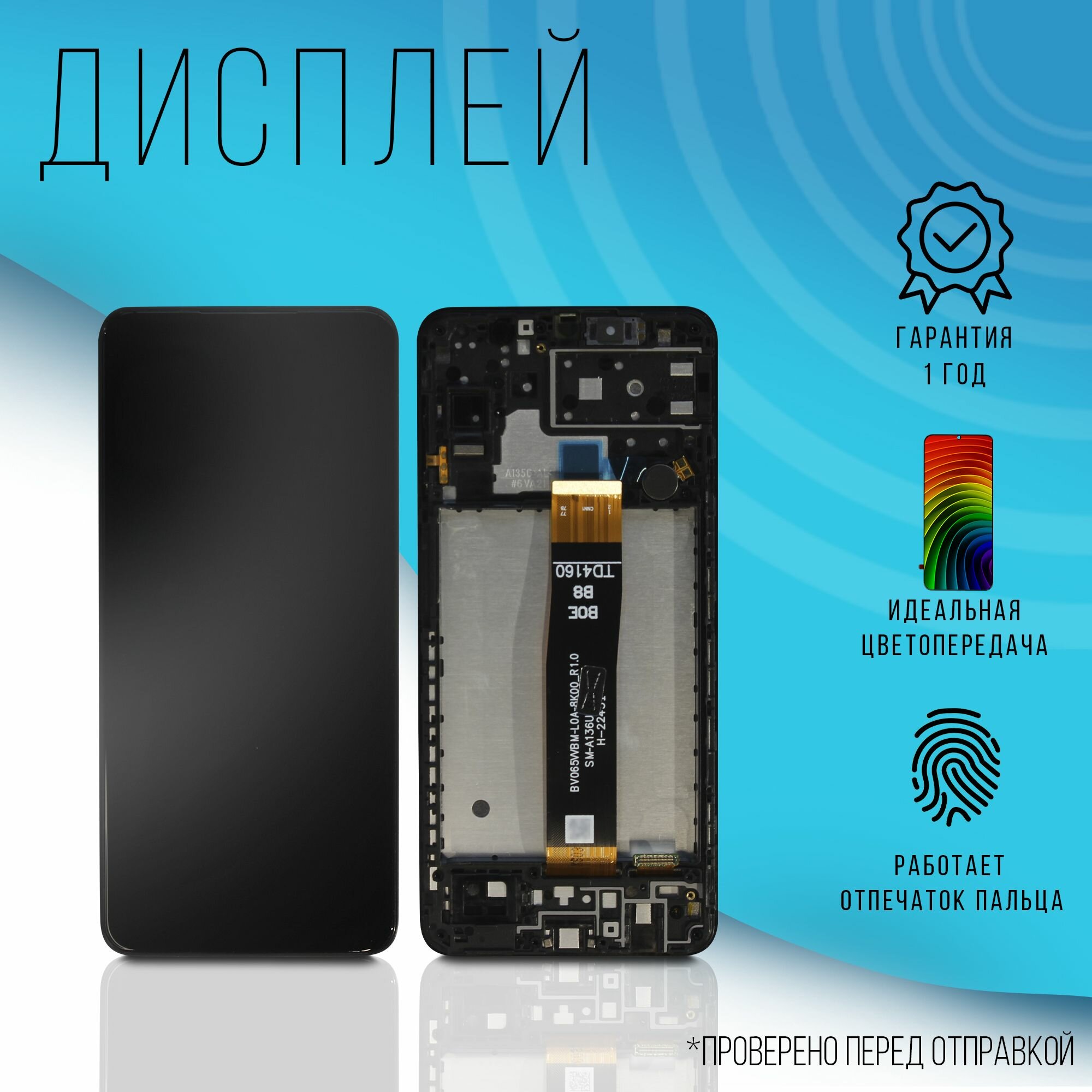 Дисплей для Samsung Galaxy A13 5G (SM-A136U) с рамкой ( Черный )