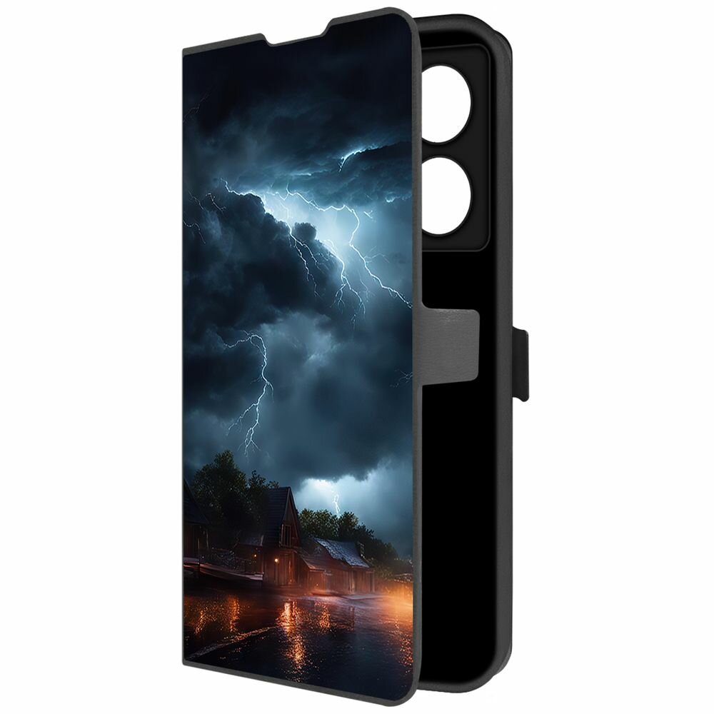 Чехол-книжка Krutoff Eco Book для INFINIX Note 40 Pro 5G Ночная гроза (черный)