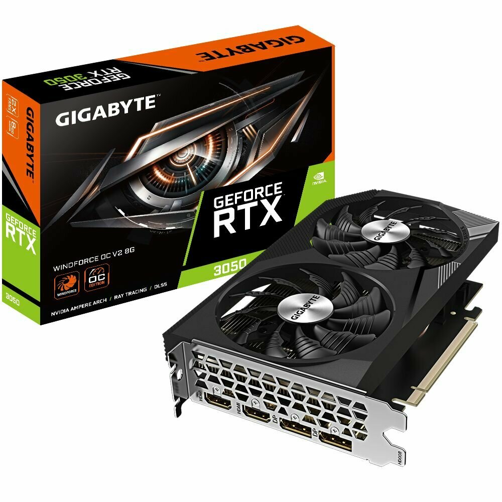 Видеокарта GIGABYTE GeForce RTX 3050 WindForce OC V2 8Gb (GV-N3050WF2OCV2-8GD)