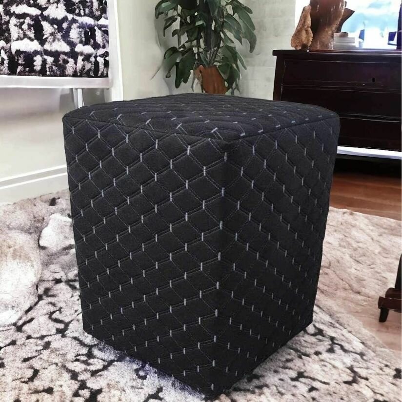 ПУФ в прихожую "Бруно", пуфик для туалетного столика, для ног, велюр. 33х33х43 см, черный.