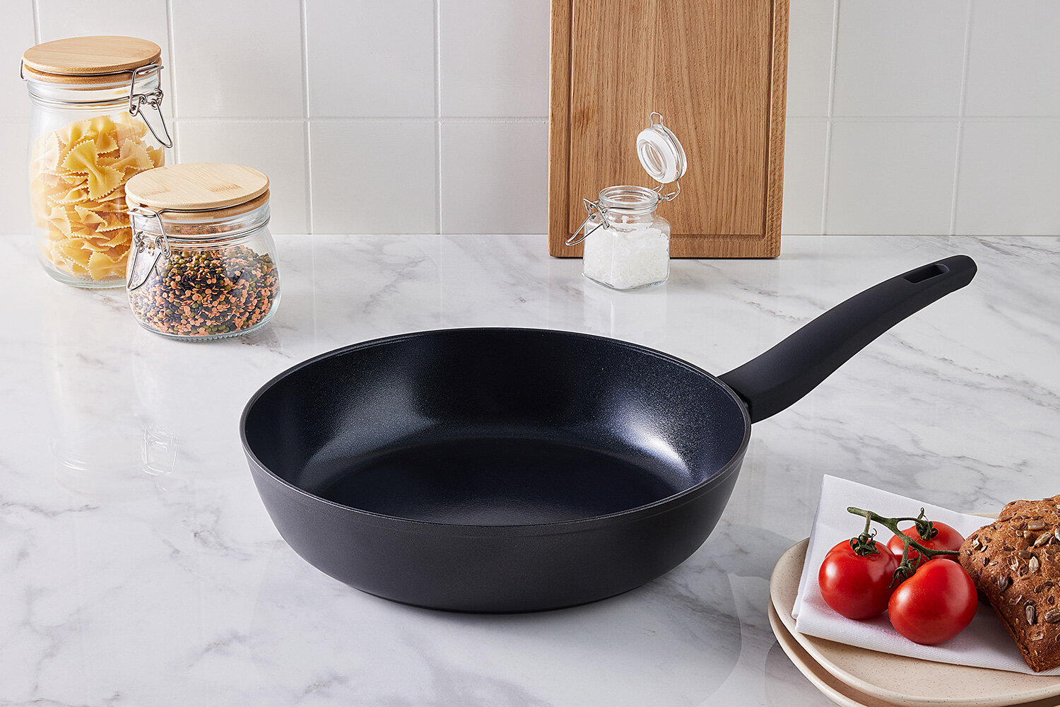 Сковорода VANHOPPER SHINY 4P379283310001, D28 см, серый/чёрный, алюминий