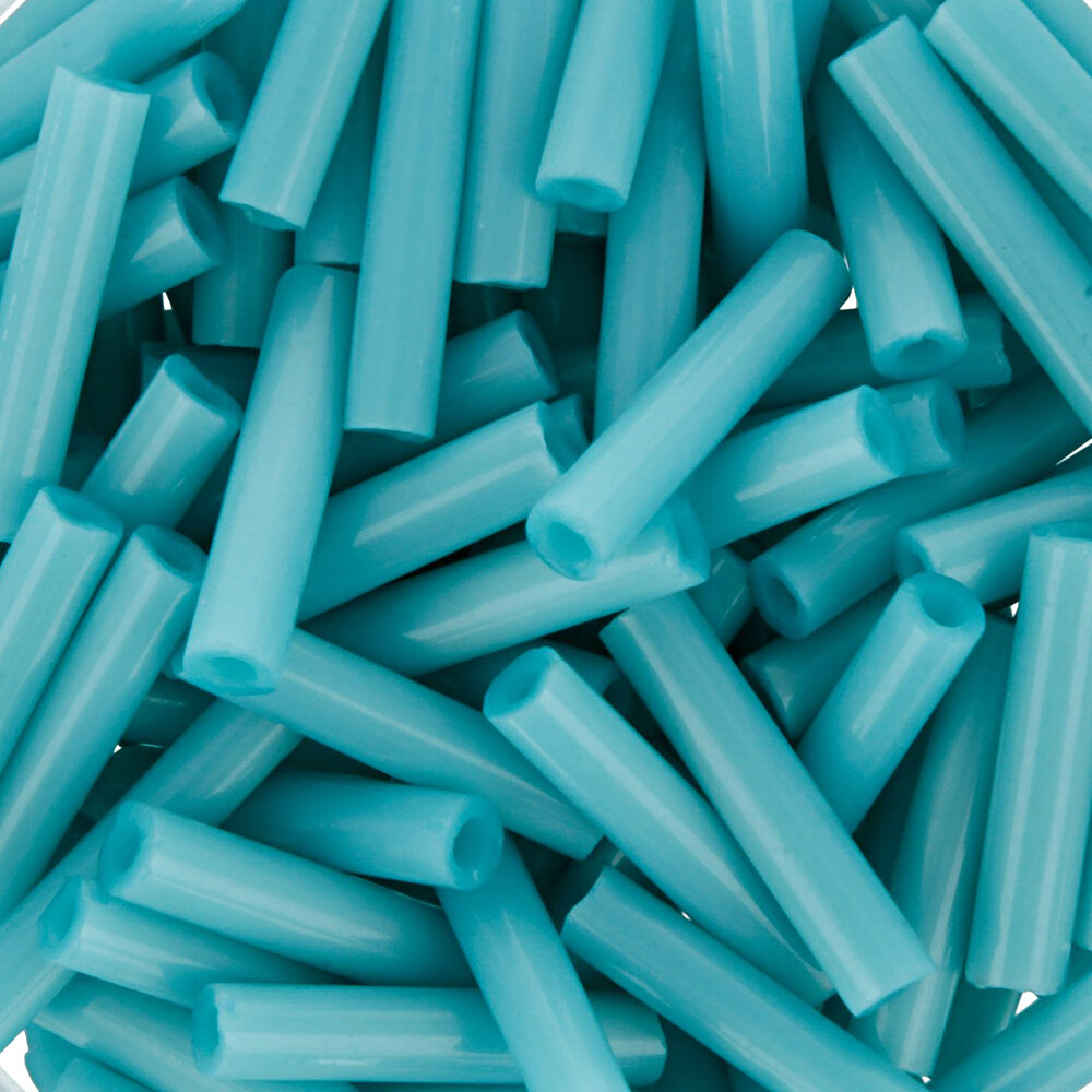 Бисер TOHO Bugle, размер 9мм, цвет #55 (Непрозрачный, бирюза), 10 грамм