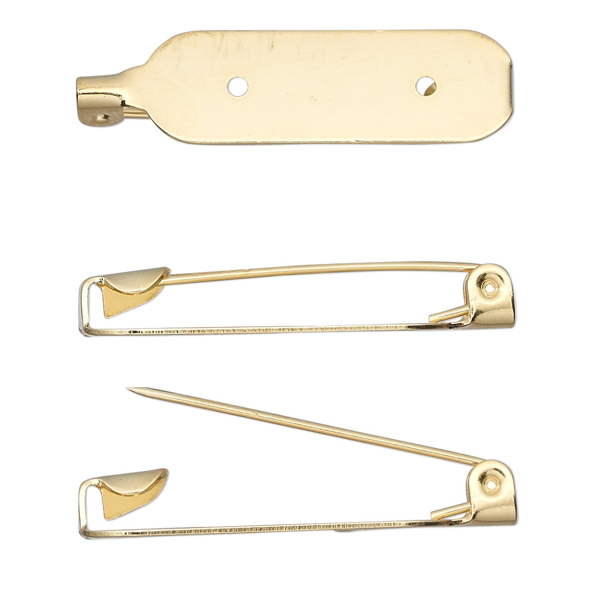 Основа для броши, 31х8мм, базовый материал - сталь, позолоченная, 1 шт.