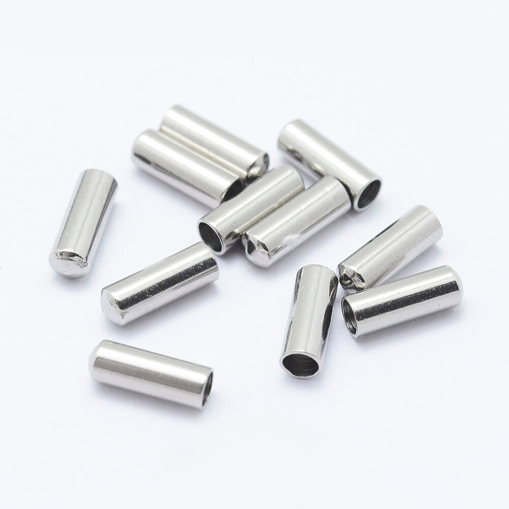 Концевики, 7.5х2.5мм (внутренний размер 2мм), клеевые, без петелек, базовый материал - нержавеющая сталь, без покрытия, 5 пар