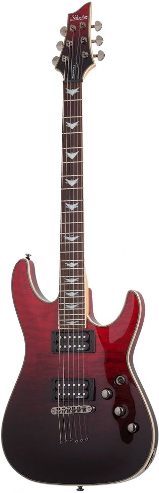 SCHECTER OMEN EXTREME-6 BK/RD FADEBURST (BLOODBURST) - электрогитара, 24 лада (Х Jumbo). Корпус: махагон/клен. Гриф: клен (винтовое крепление к корпусу). Накладка грифа: палисандр. Звукосниматели: H/H (Schecter Diamond Plus). Переключатель звукоснимателей