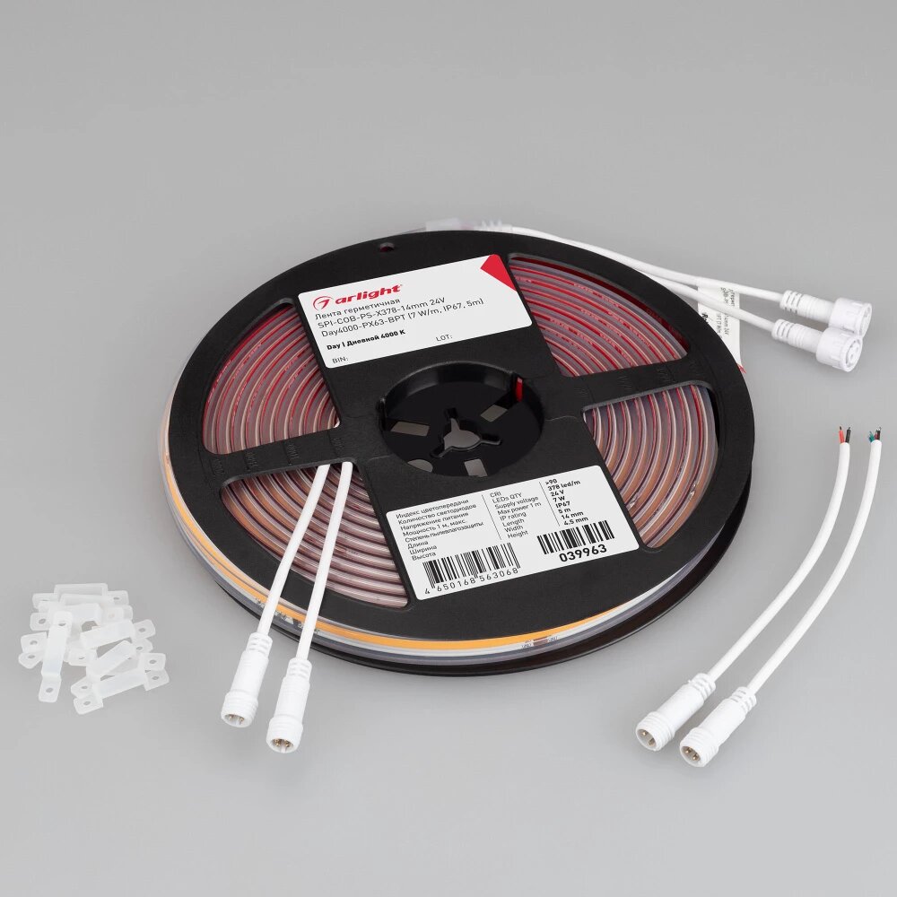 Лента герметичная SPI-COB-PS-X378-14mm 24V Day4000-PX63-BPT (7 W/m, IP67, 5m) (Arlight, бегущий огонь) 039963