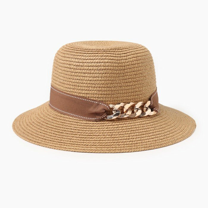 Шляпа женская с цепочкой MINAKU цвет бежевый, р-р 58, 10367992