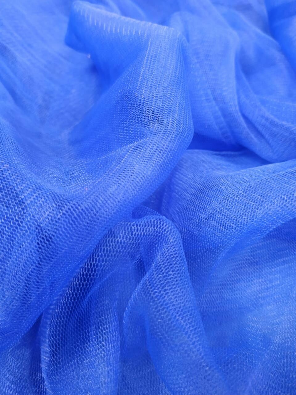 Ткань для шитья Фатин, мягкий, васильковый, отрез 120х100 см. для рукоделия, игрушек.