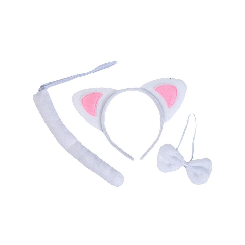 Карнавальные аксессуары Веселая затея "Кошка белая", детские, ушки, хвост, бабочка