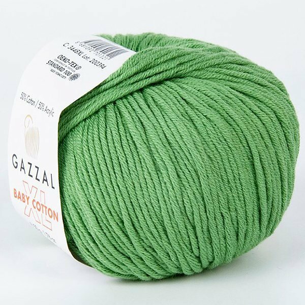 Пряжа Gazzal BABY COTTON XL 3448 зелень (5 мотков)