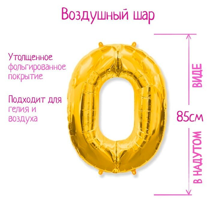 Воздушный шар фольгированный 40 Цифра 0