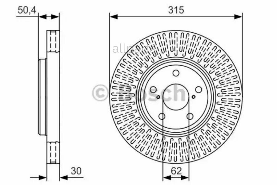 BOSCH 0986479T40 0 986 479 T40 диск тормозной передний!\ Lexus LS 430 4.3i <01