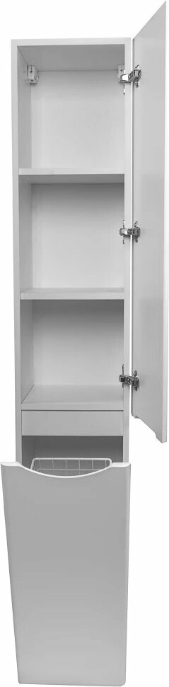 Пенал Style Line Бергамо СС-00002329 напольный R, с бельевой корзиной, белый матовый