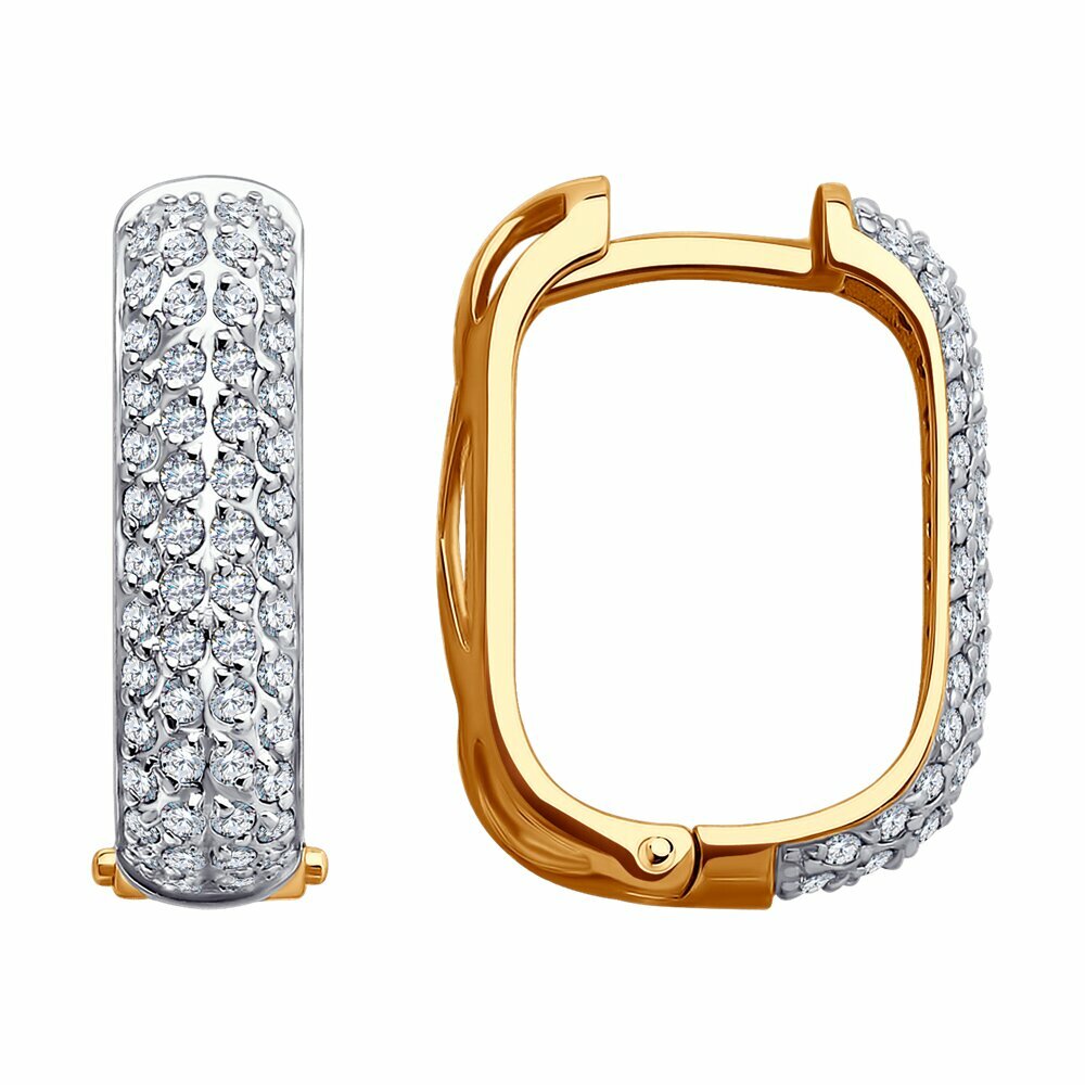 Серьги, красное золото, 585 проба, фианит