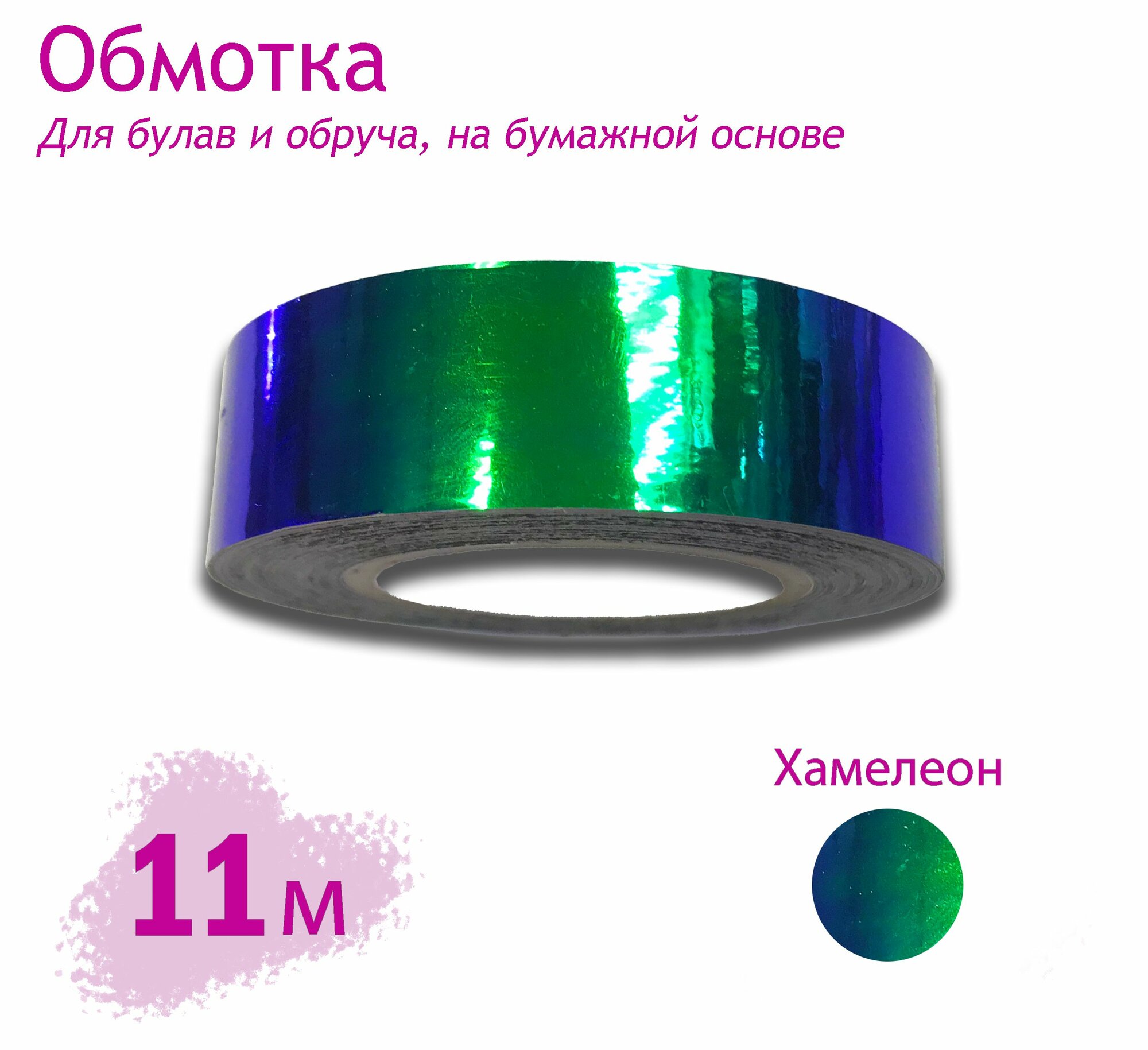 Обмотка LASER для булав и обручей с подкладкой 11м. Синий-Зелёный