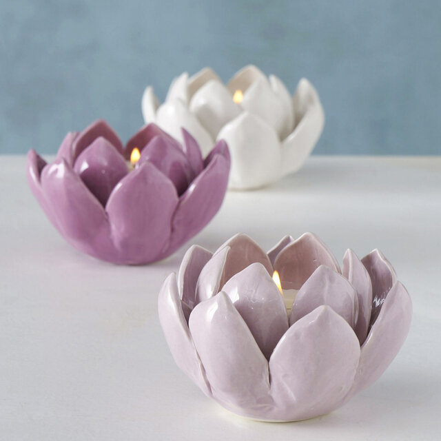 Набор керамических подсвечников Лотосов - Leggiero 10 см, 3 шт, Boltze, 2019694-набор