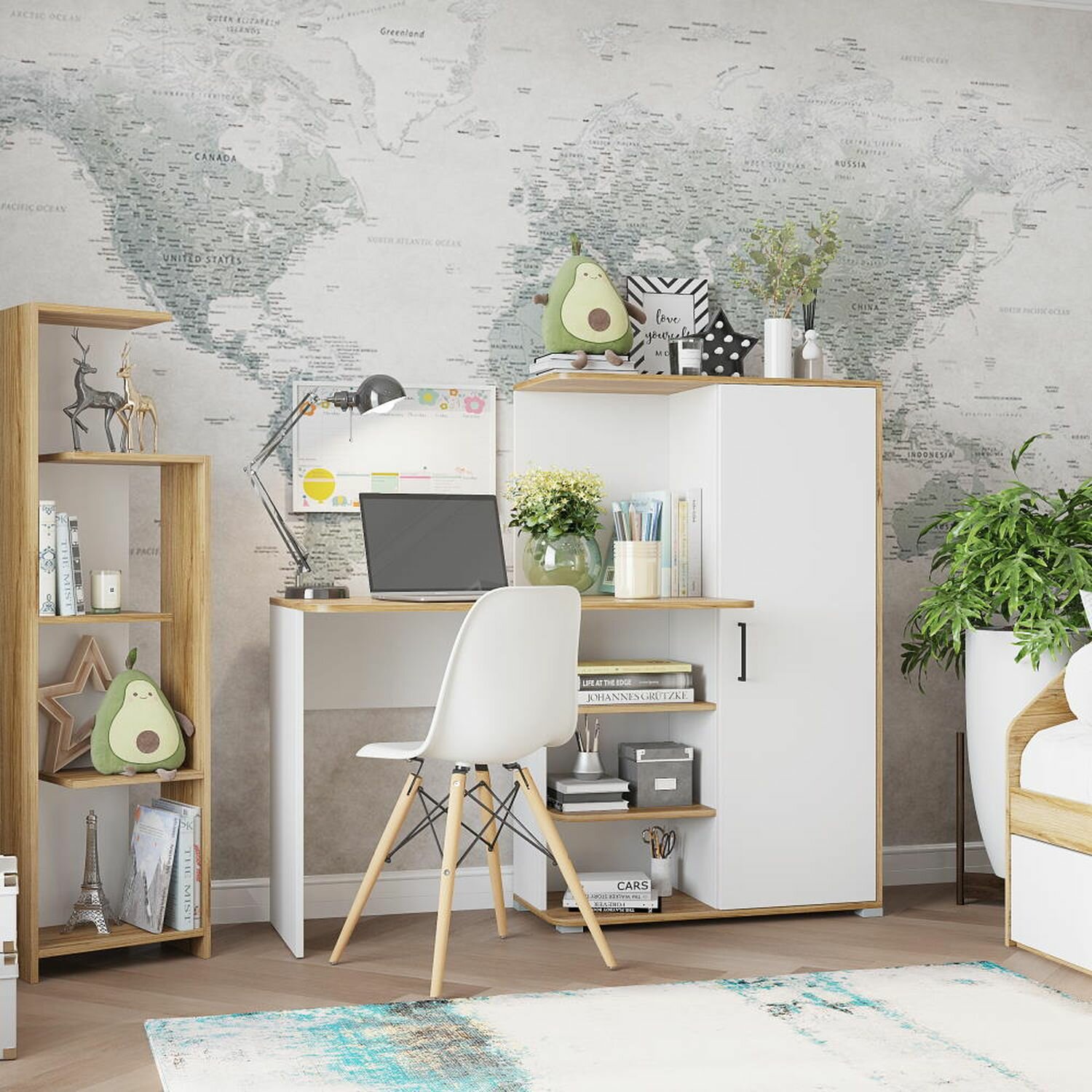 Стол письменный с ящиками Крафт Золотой/Белый, Лайт 1420, 145х61,2х128,2 см Горизонт