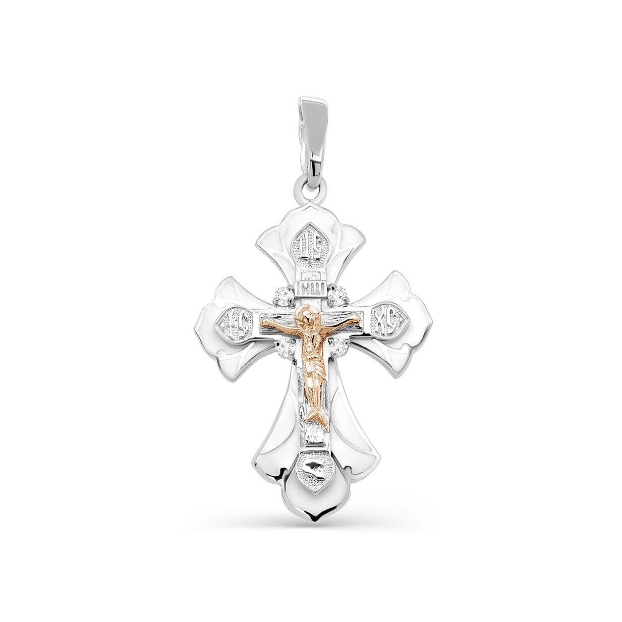 Крестик, серебро, 925 проба, бриллиант
