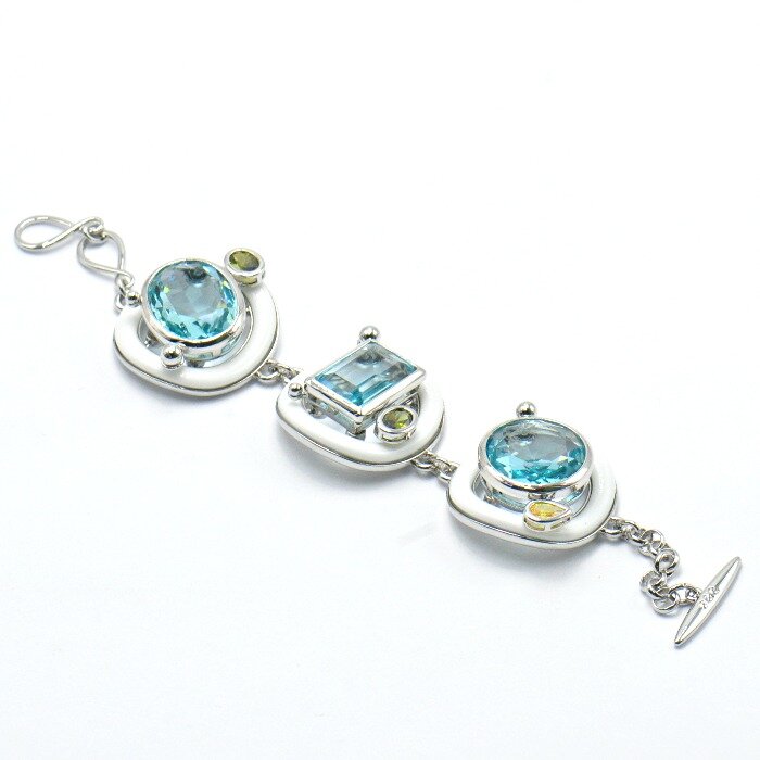 Браслет-цепочка, эмаль, фианит