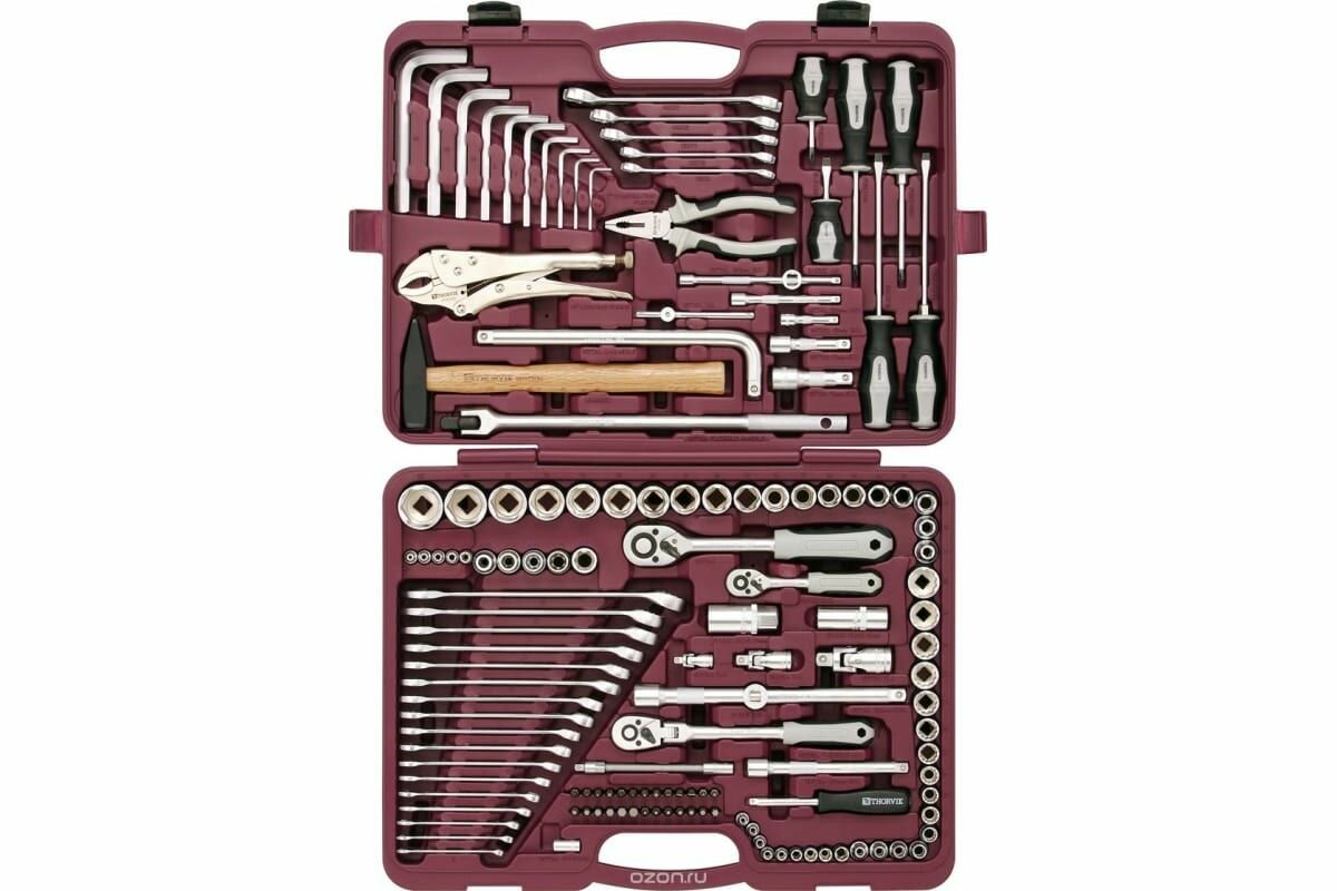 Набор инструмента универсальный THORVIK 1/4", 3/8" и 1/2"DR, 142 предмета TS142 (UTS0142)