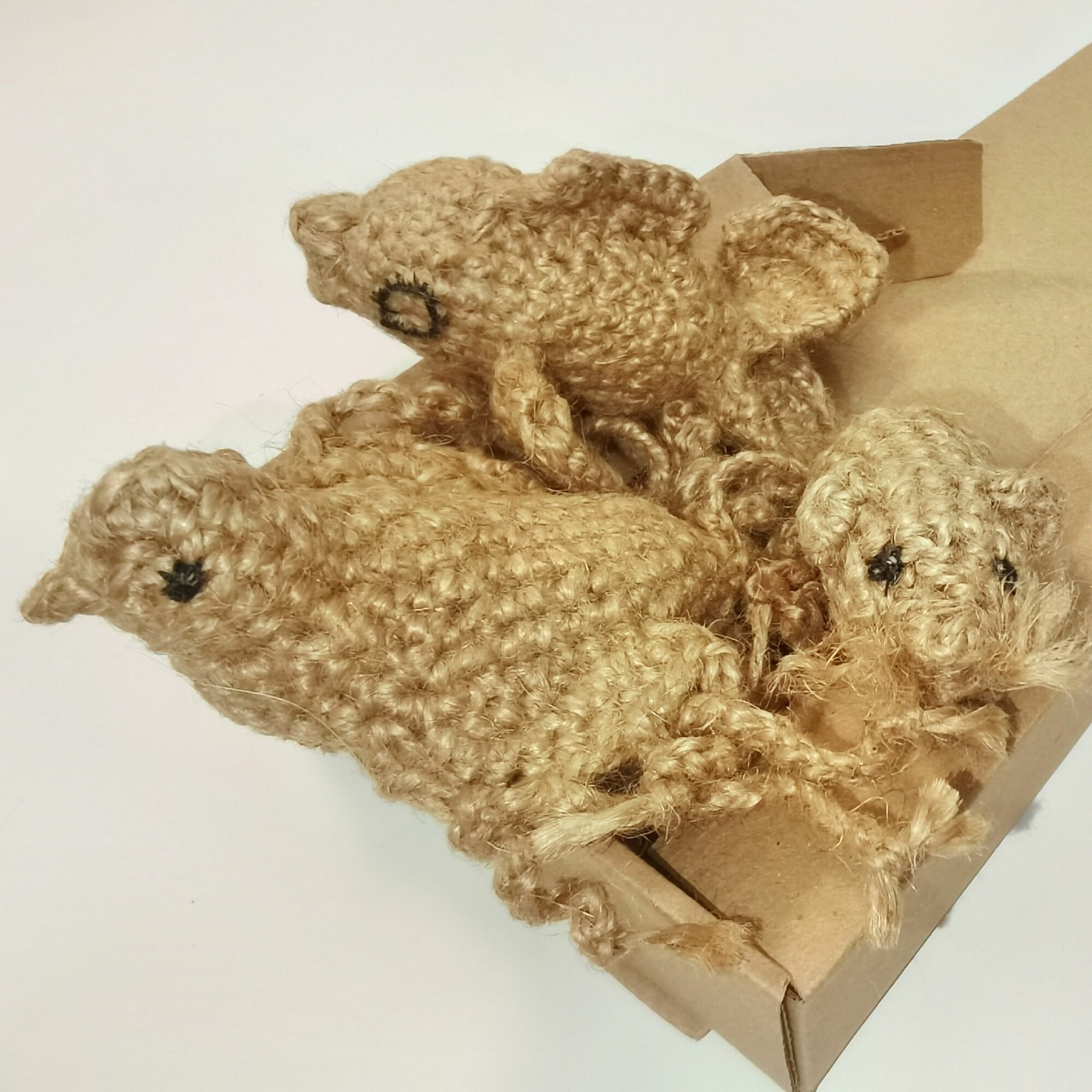 Набор игрушек из джута мышка, птичка и рыбка, игрушка с кошачьей мятой 3 штуки (средние - 10 см) с бубенчиком внутри