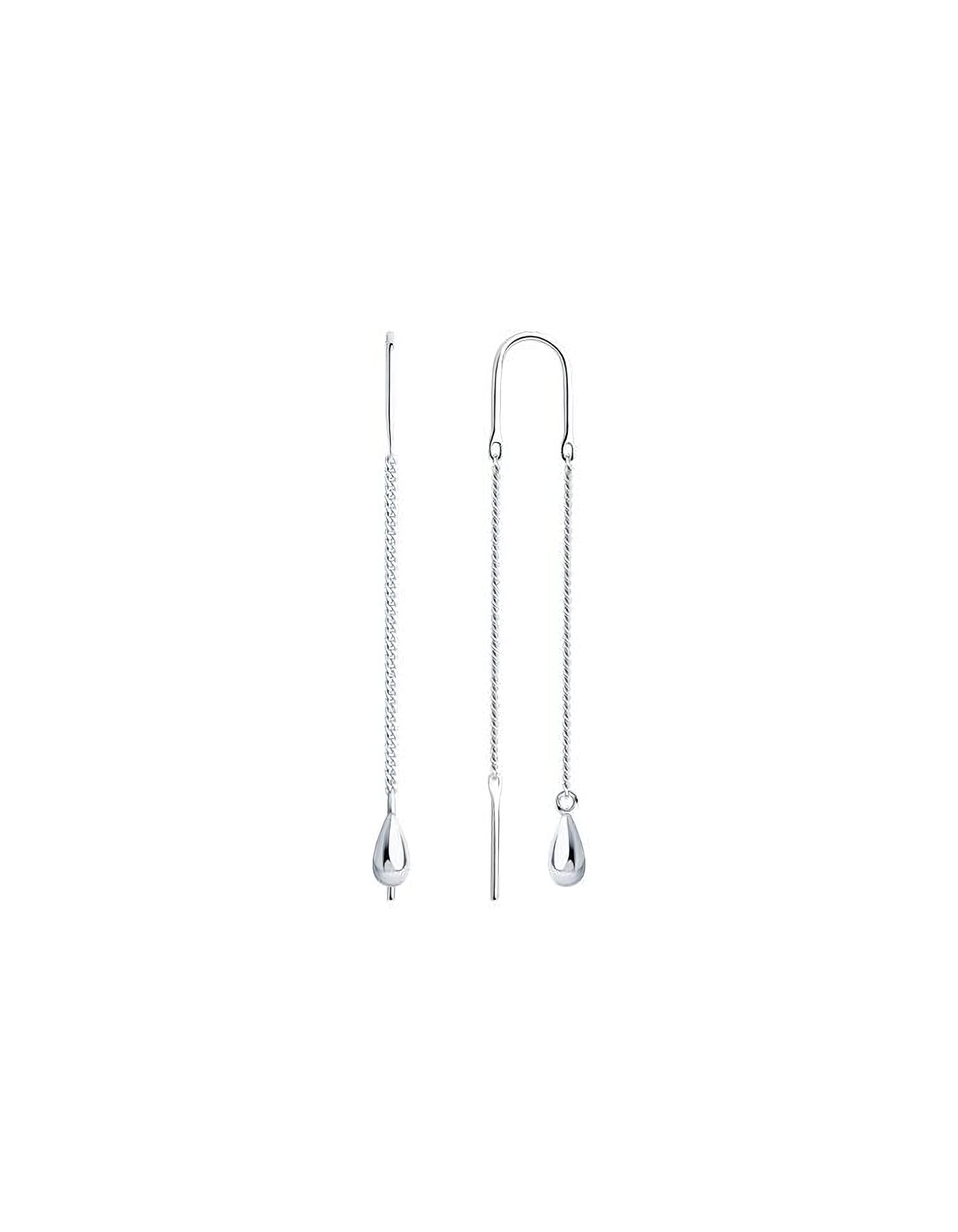 Серьги цепочки, серебро, 925 проба, родирование