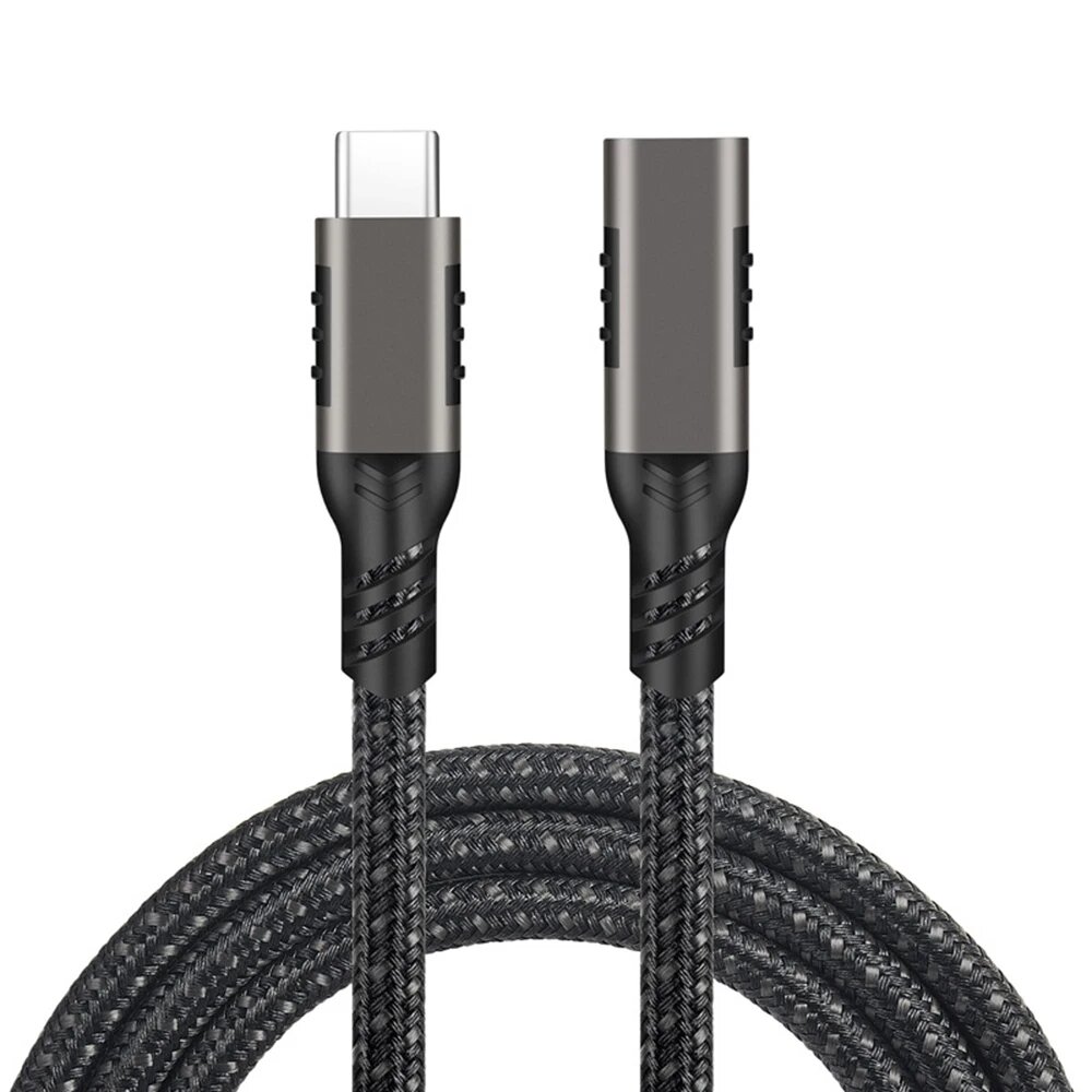 Удлинительный кабель USB C 100 Вт, 5 А, удлинитель USB-C типа C для Macbook, переключатель жесткого диска, USB 3.2 Gen2, удлинительный кабель USB 10 Гбит/с 2 м, With braid