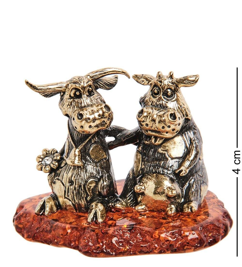 Фигурка Парочка Бык и Корова (латунь, янтарь) A2163308 Народные промыслы, бронзовый