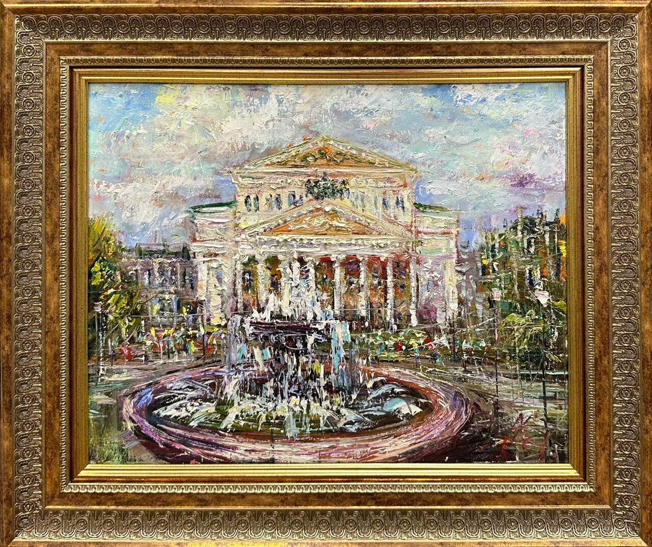 Картина маслом, городской пейзаж "Москва. Большой театр"