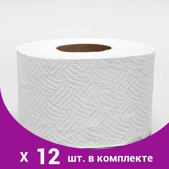 Туалетная бумага серая, для диспенсера, 1 слой, 130 метров (12 шт)