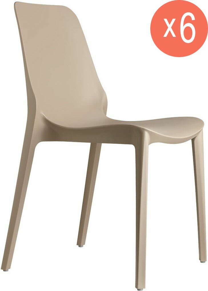 Комплект 6 шт обеденных стульев для кухни Scab Design Ginevra, усиленный пластик, цвет тортора