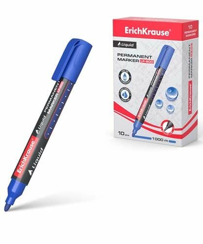 Маркер перманентный Er.Krause Liquid LP-600 синий, 2.25мм с жидкими чернилами 48770 . Комплект из 10 маркеров