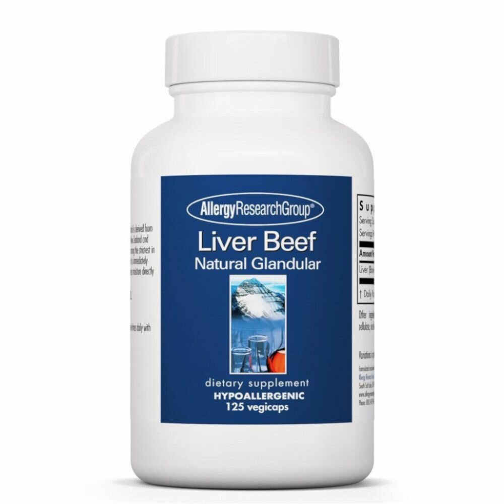 Allergy Research Group, Liver Beef, вытяжка из печени говяжьей, 125 веганских капсул