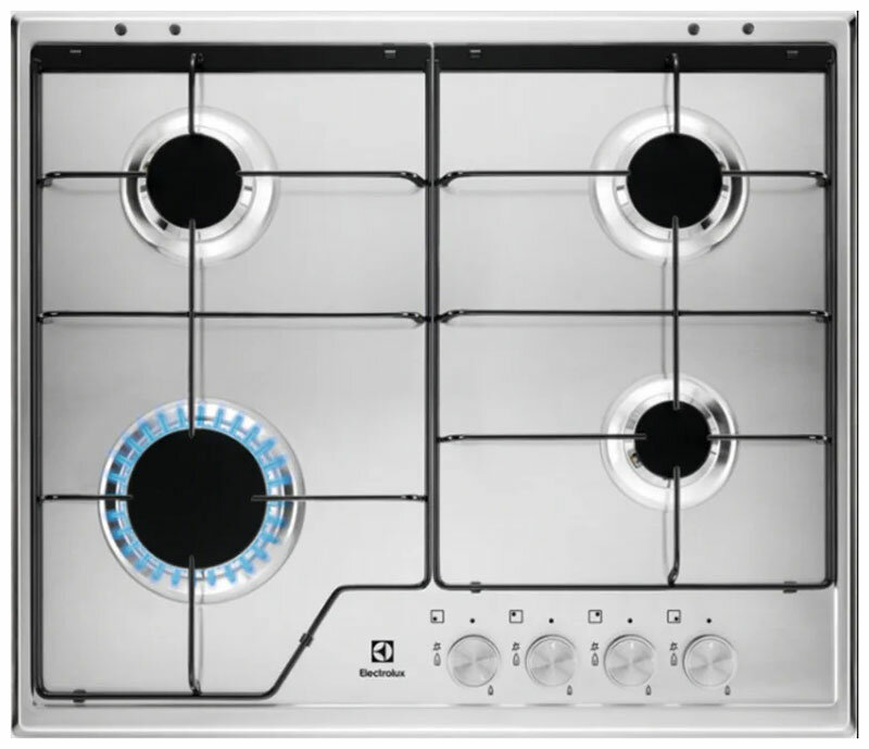 Газовая варочная панель Electrolux KGS6424SX 59 см, 4 конфорки электроподжиг газконтроль, серебристый