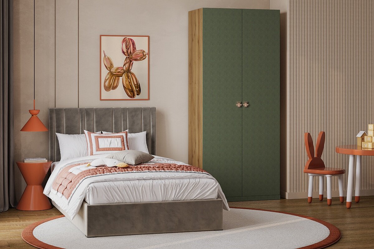 Шкаф распашной МебельЛэнд24 Скарабей - 2 МДФ Пантано 90x52x210 зеленый для одежды двухдверный