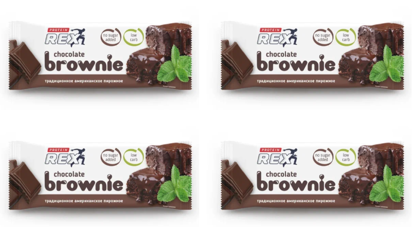 Пирожное Proteinrex Брауни, протеиновое Классическое, 50 гр, 4 шт