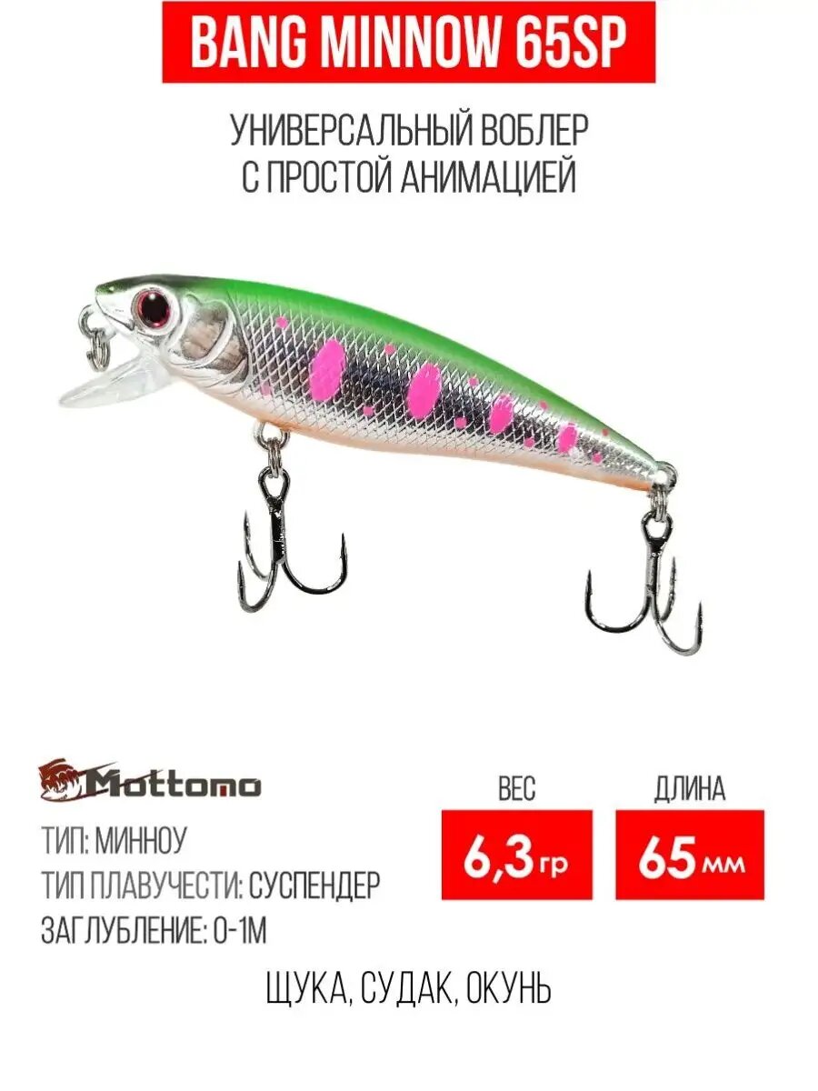 Воблер для рыбалки Bang Minnow 65SP 6,3g приманка на щуку, окуня