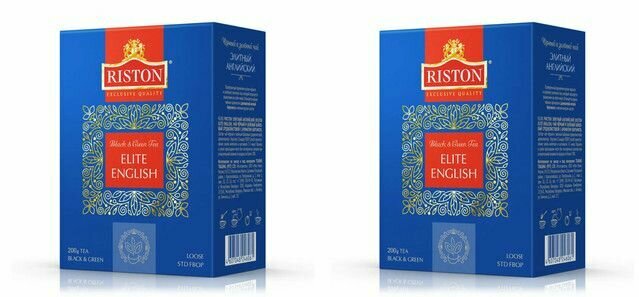 Riston Чай листовой черный и зеленый English Elite, 200 г, 2 уп