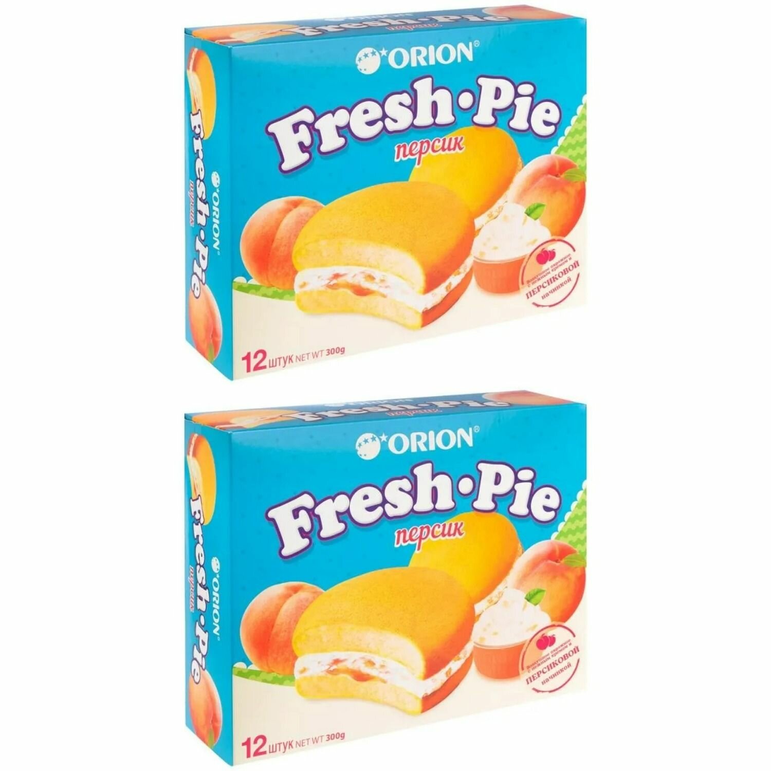 Orion Печенье Fresh Pie, Персик, 12 шт по 25 г в уп, 2 уп