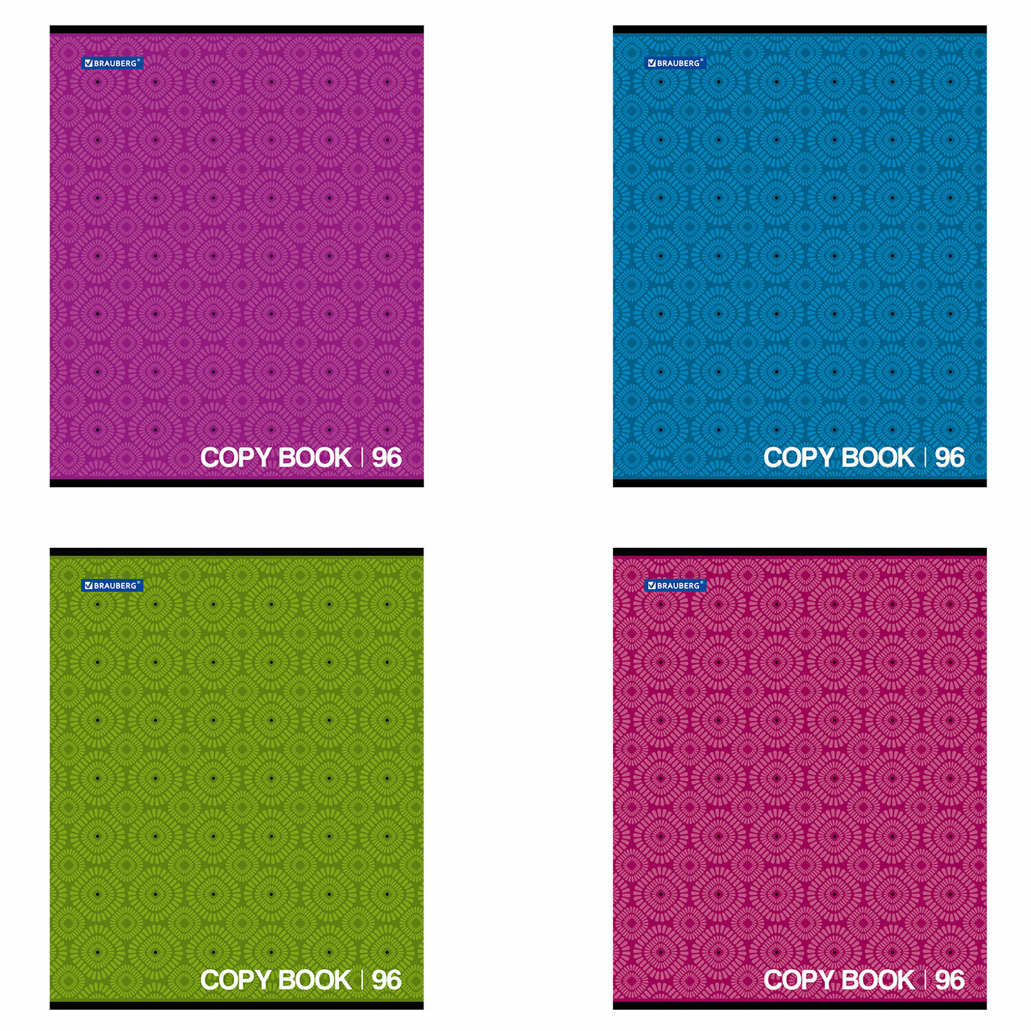 Тетрадь А5, 96 л, BRAUBERG ЭКО, клетка, обложка картон, монохром 2, 402055, 4шт