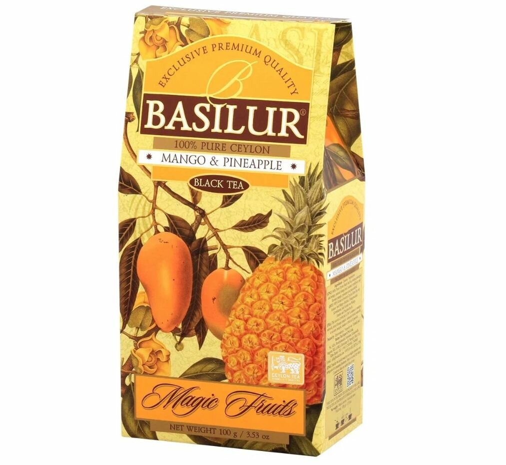 Basilur Черный чай в пакетиках Волшебные фрукты Манго и ананас,25 пак.