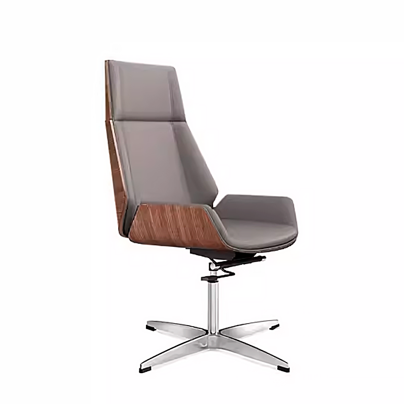 Офисное кресло с крестообразной опорой Crown (серый + орех)