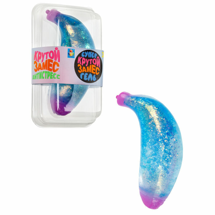 Крутой замес Таба сквиш банан с блестками 1TOY антистресс игрушка для рук